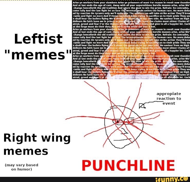 Leftist "memes" Right wing memes (may vary based 'on humor) Arise ye ...