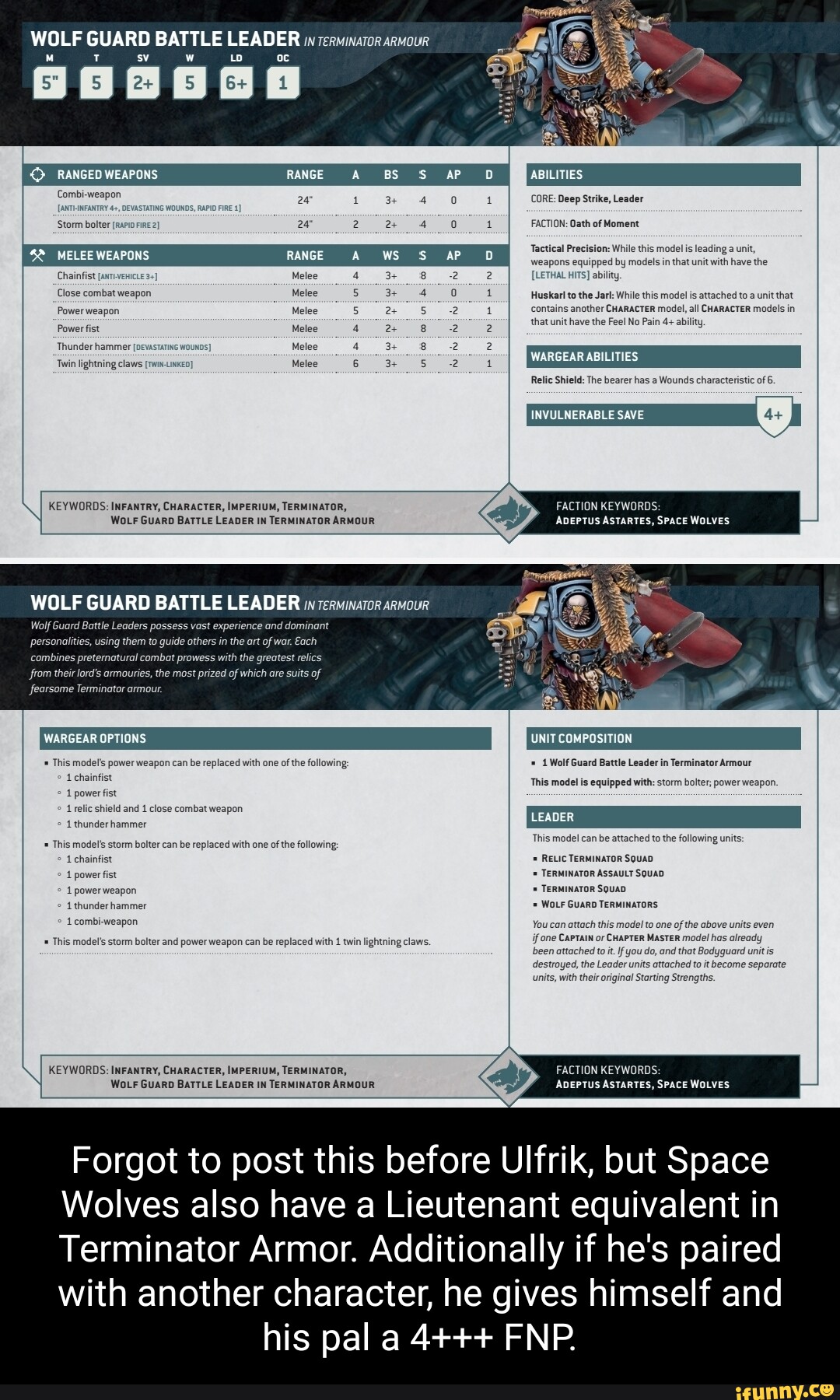 WOLF GUARD BATTLE LEADER Lo ' RANGED WEAPONS IN TERMINATOR ARMOUR CORE ...