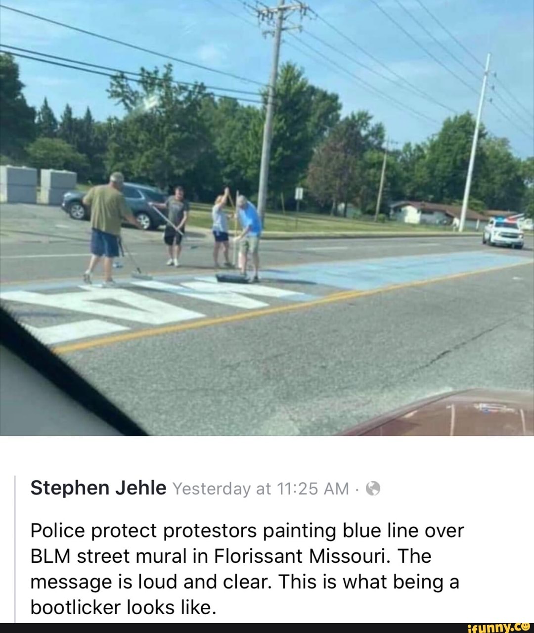 Stephen Jehle Yesterday at 11:25 AM Police protect protestors painting ...