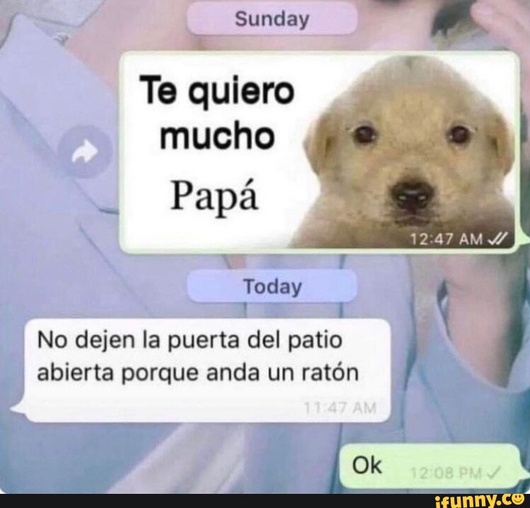 Sunday Te quiero mucho Papa Today No dejen la puerta del patio abierta ...
