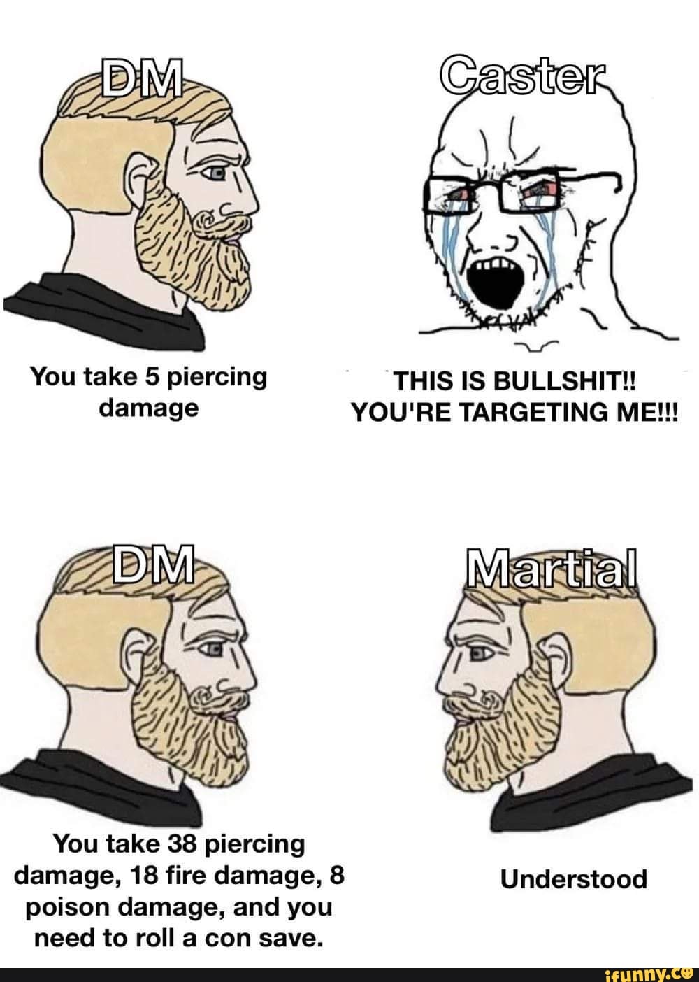 You take 5 piercing THIS IS BULLSHIT! damage YOU'RE TARGETING ME!!! fee ...