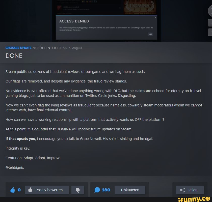 ACCESS DENIED GROSSES UPDATE VEROFFENTLICHT Sa,, 6. August DONE 'Steam ...