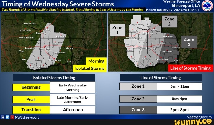 Timing of Wednesday Severe Storms Shreveport, LA Two Roundsof Storms ...