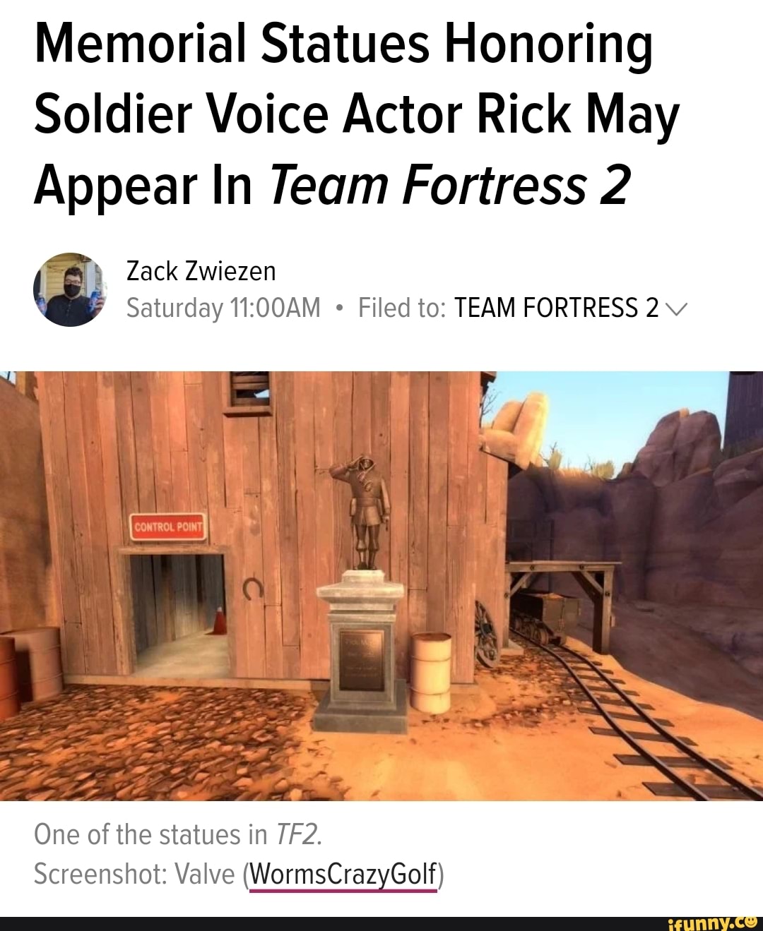 Memorial Statues Honoring Soldier Voice Actor Rick May Appear In Team ...