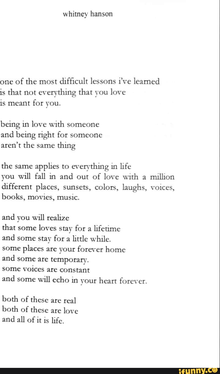 Whitney hanson one of the most difficult lessons i've learned is that ...