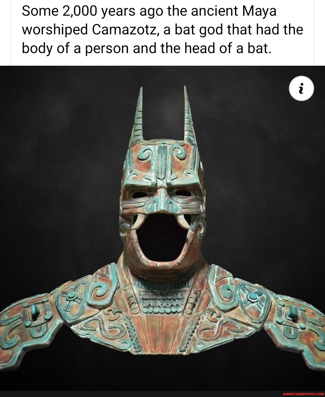 Some 2,000 years ago the ancient Maya worshiped Camazotz, a bat god that had the body of a ...