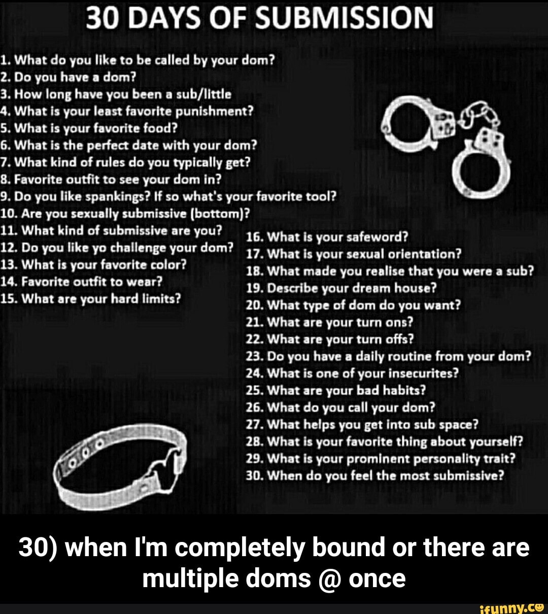 30 DAYS OF SUBMISSION 1 What Do You Like To Be Called By Your Dom 2 30 DAYS OF SUBMISSION 1 What Do You Like To Be Called By Your Dom 2
