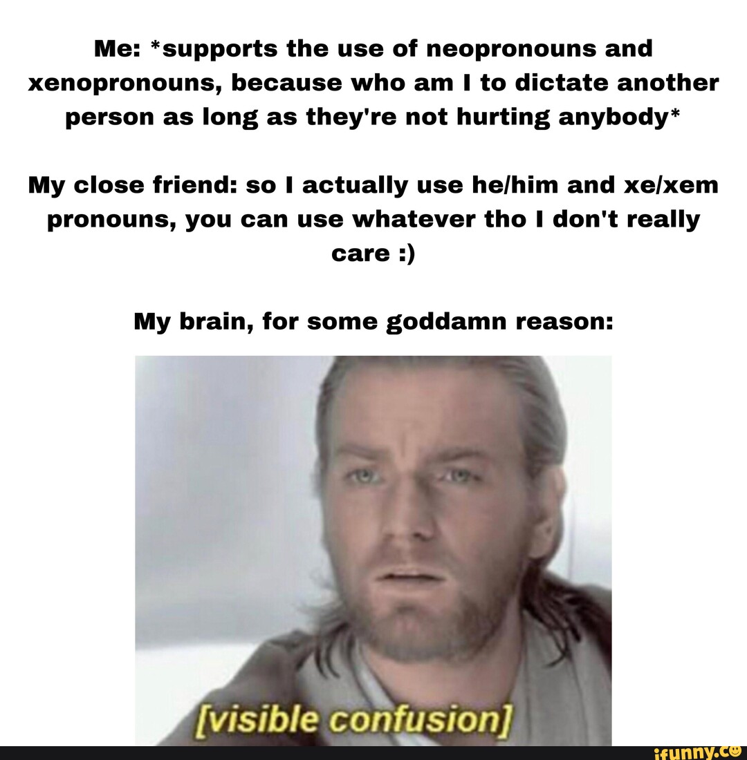 I think its the autism in me I fully support the use of other pronouns ...