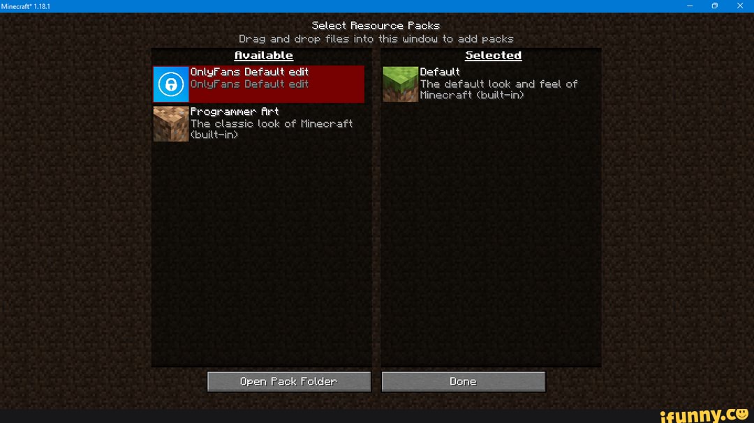 Select Resource Packs Drag and drop files into this window to add packs ...