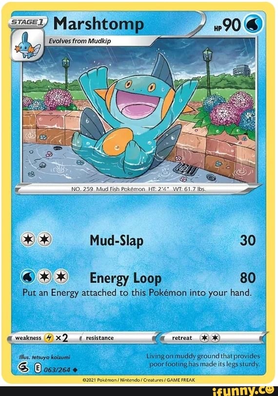 Marshtomp Evolves from Mudkip NO. .259. Mud Fish Pokemon. HT: WT: 61.7 ...