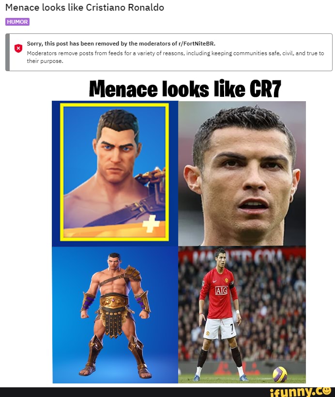 Menace looks like Cristiano Ronaldo removed by the moderators of 's ...