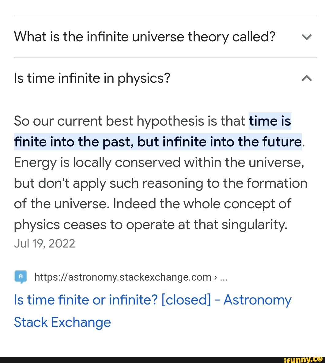 What is the infinite universe theory called? Is time infinite in ...