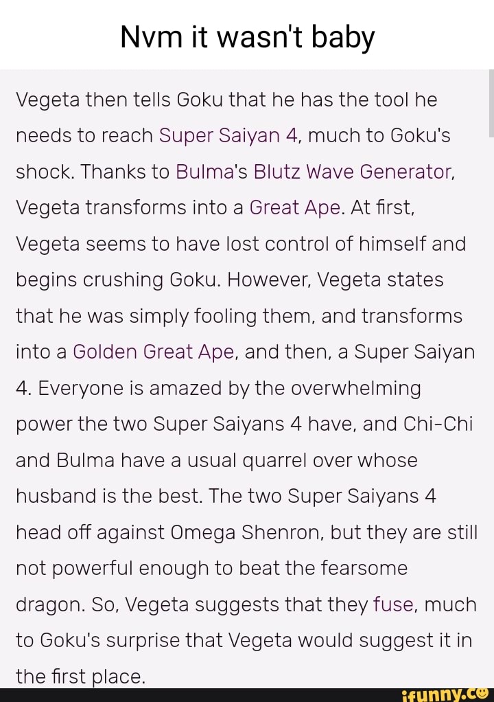 Vegeta then tells Goku that he has the tool he needs to reach Super ...