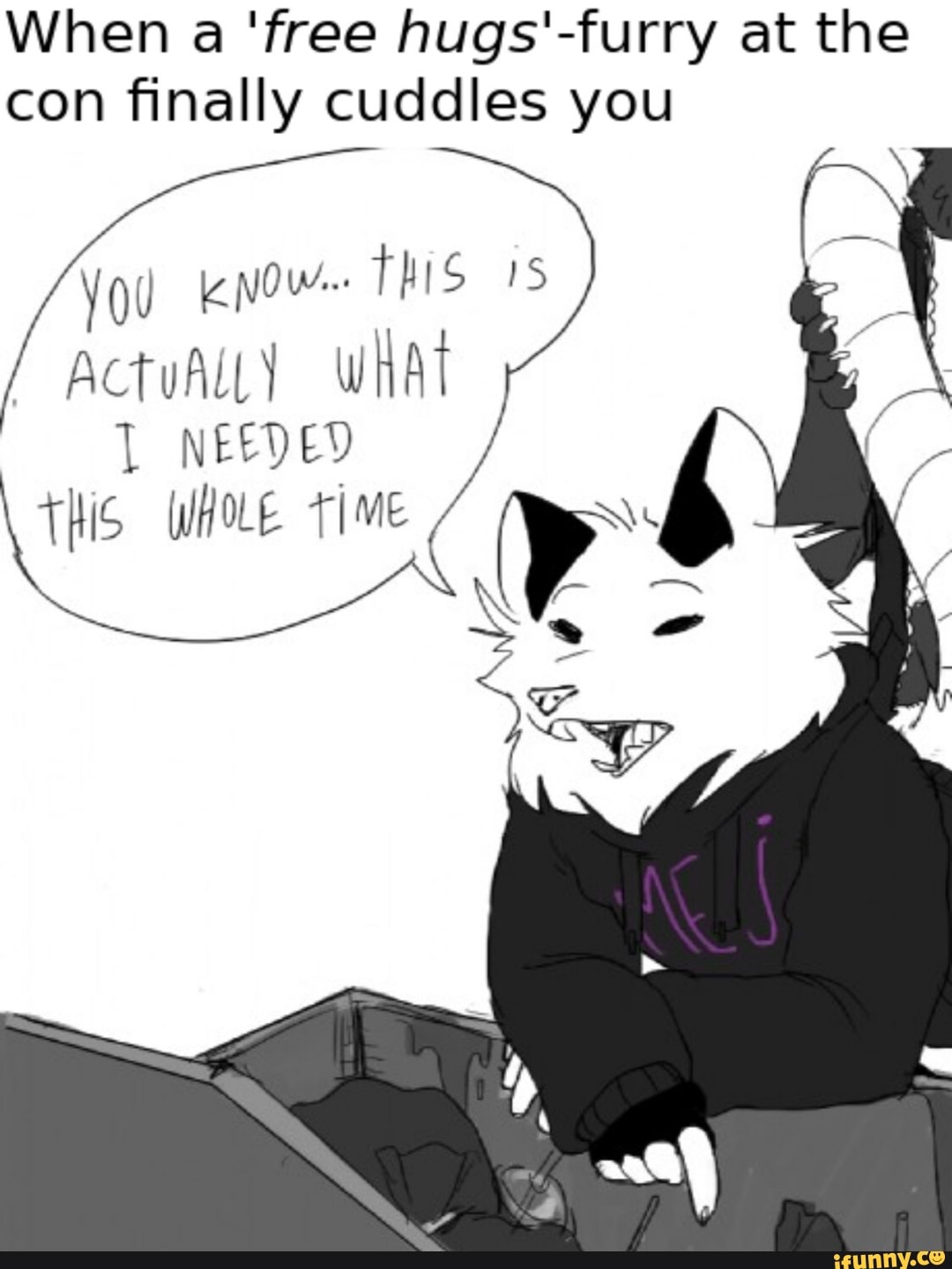 When a 'free hugs'-furry at the con ﬁnally cuddles you - iFunny