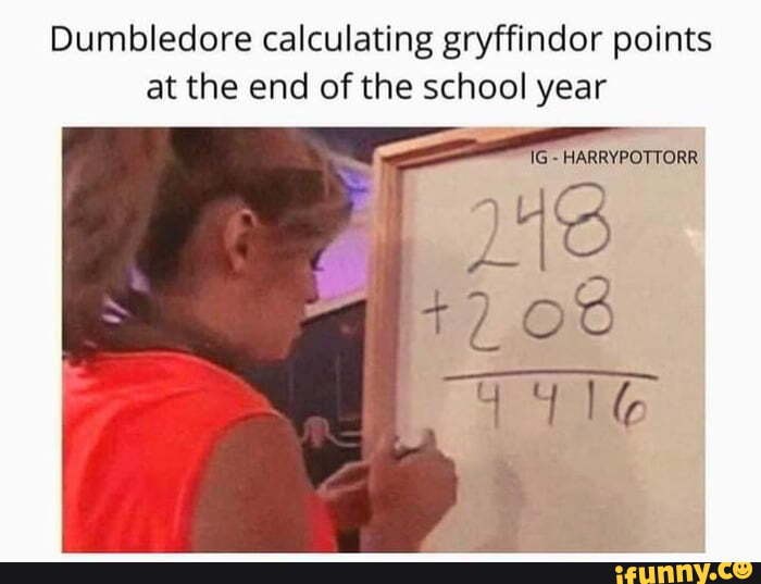 Dumbledore calculating gryffindor points at the end of the school year ...