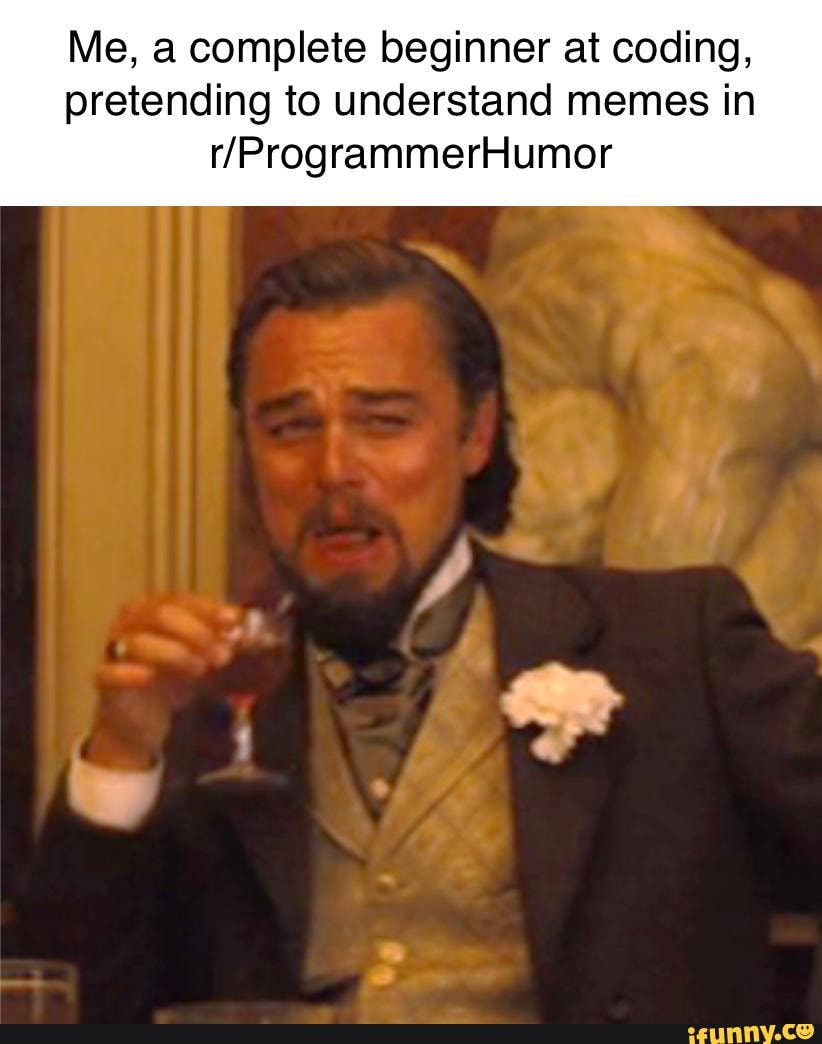 Me, a complete beginner at coding, pretending to understand memes in ...
