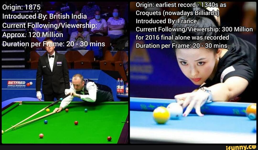 Snooker and Billiards .... shut up about it, they need to be included ...