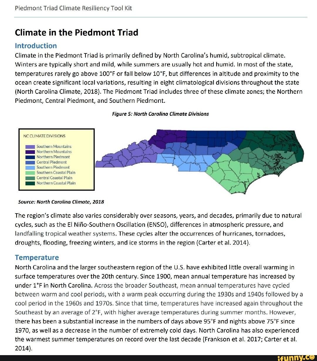 Piedmont Triad Climate Resiliency Tool Kit Climate in the Piedmont ...