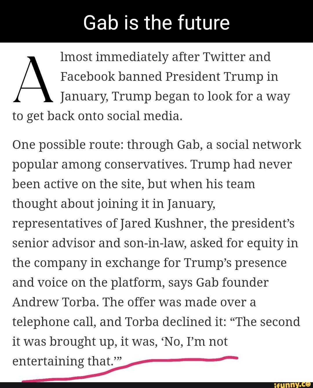 Gab is the future Imost immediately after Twitter and Facebook banned ...