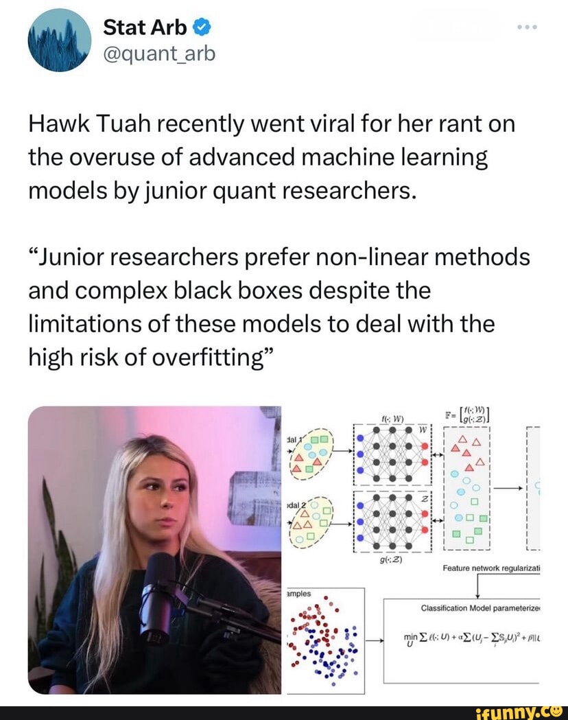 Stat Arb @ @quant_arb Hawk Tuah recently went viral for her rant on the overuse of advanced ...