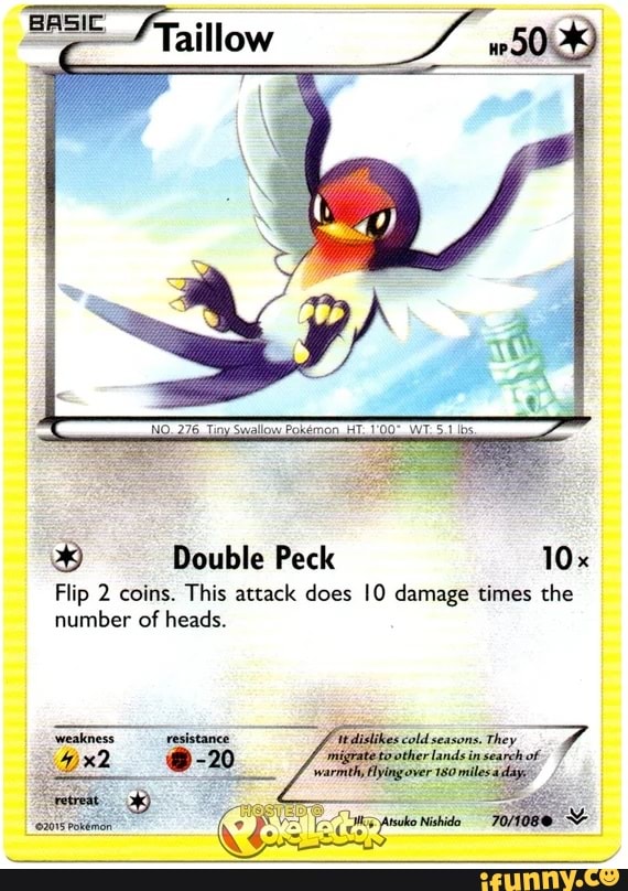 276 Toy swallow pokemon Double Peck Flip 2 coins. This attack does 10 ...