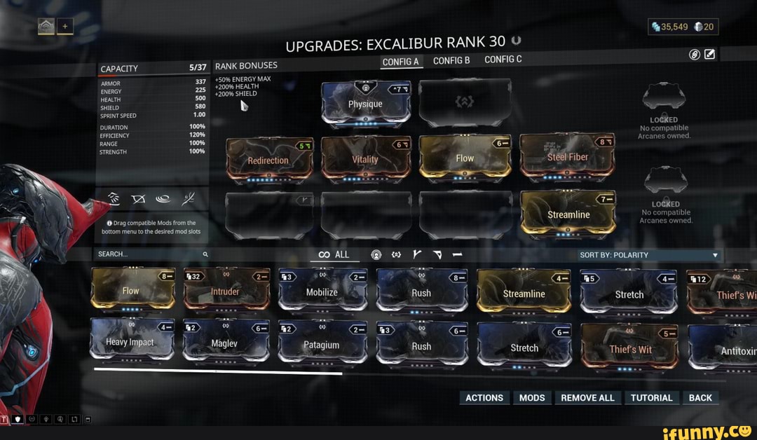 Excalibur build - %35,549 20 UPGRADES: EXCALIBUR RANK 30 RANK BONUSES ...