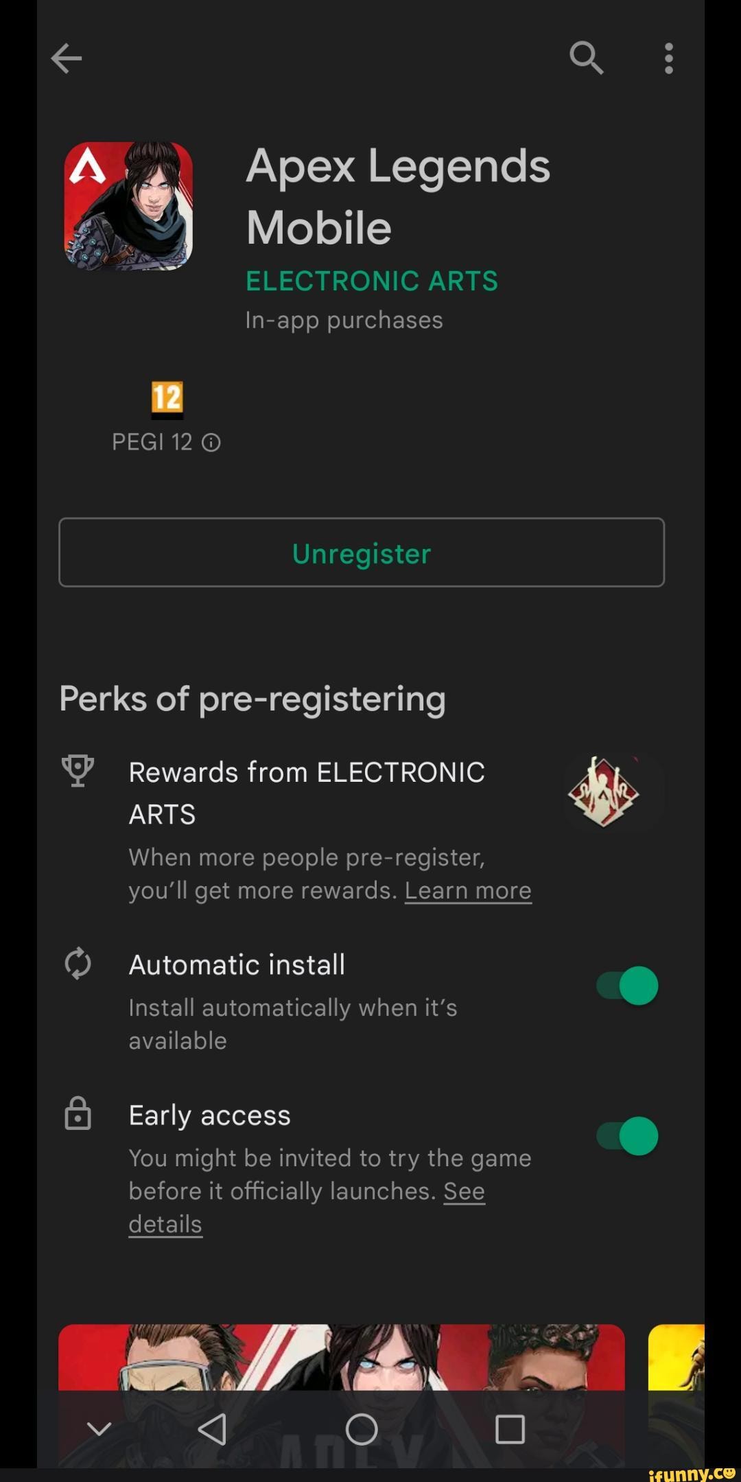 12 PEGI 12 Apex Legends Mobile ELECTRONIC ARTS In-app purchases Perks ...