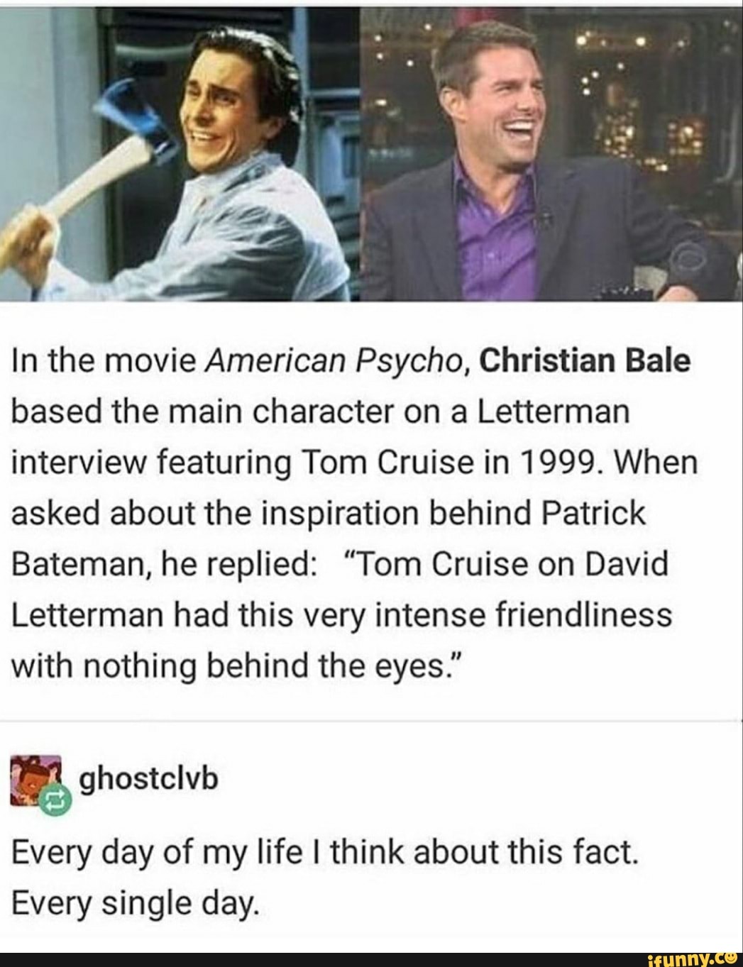In the movie American Psycho, Christian Bale based the main character ...