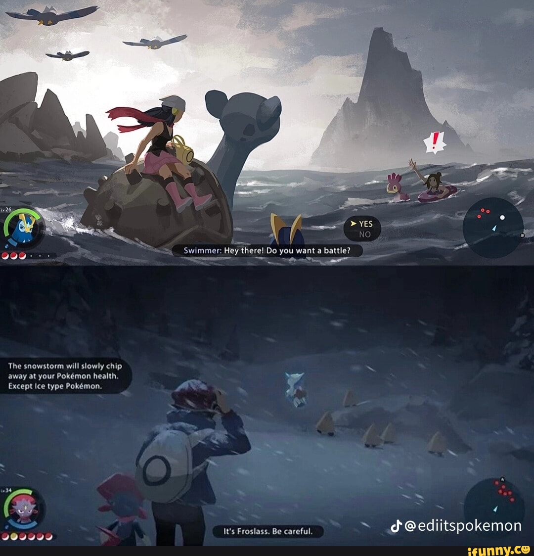 - oe Swimmer: Hey there! Do you want a battle? The snowstorm will ...