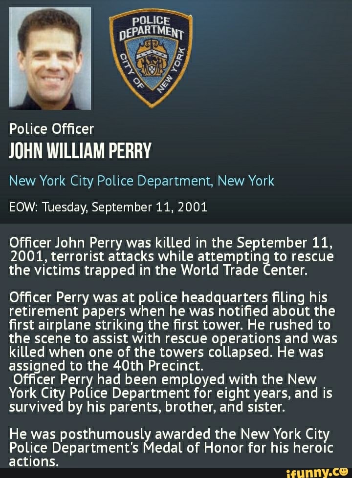 Police Officer JOHN WILLIAM PERRY New York City Police Department, New ...
