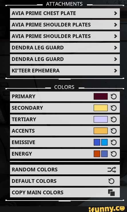 Nova Prime Colors and Armor - ATTACHMENTS AVIA PRIME CHEST PLATE AVIA ...