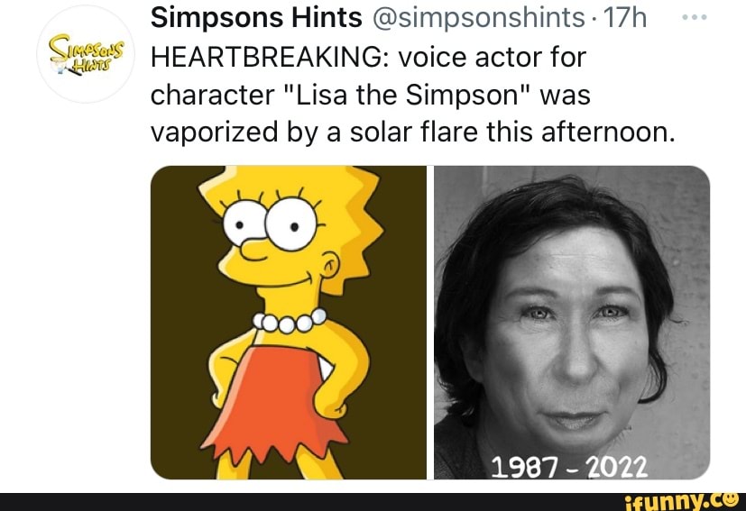 Simpsons Hints @simpsonshints HEARTBREAKING: voice actor for character ...