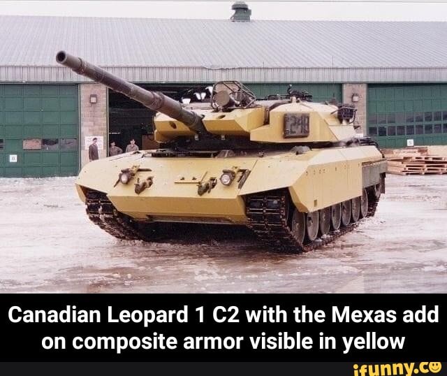 Canadian Leopard 1 C2 with the Mexas add on composite armor visible in ...
