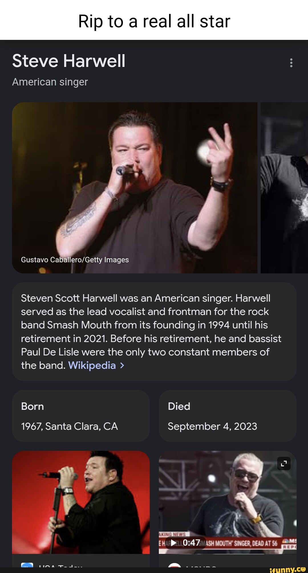 Rip to a real all star Steve Harwell American singer Images Steven ...