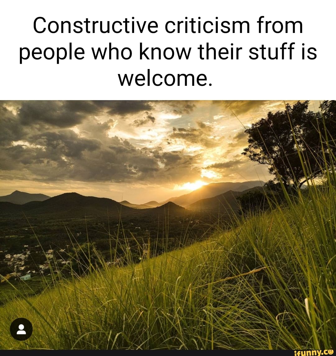 Constructive criticism from people who know their stuff is welcome. pe ...