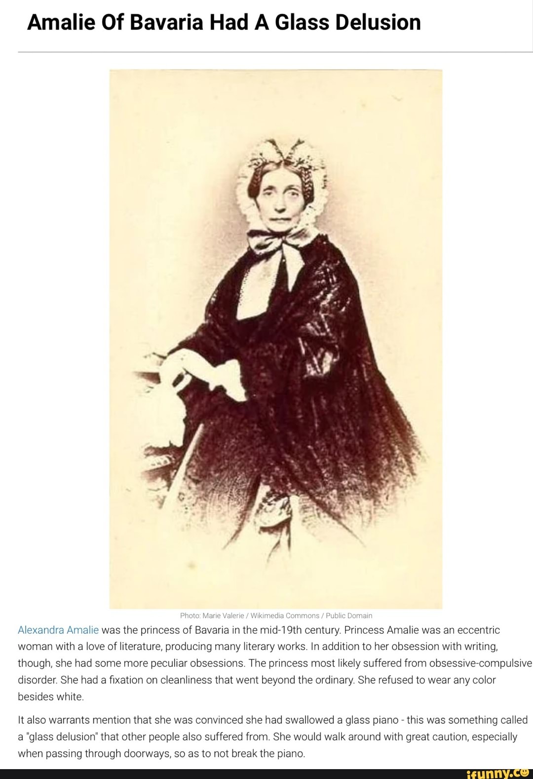 Amalia Of Bavaria Had A Glass Delusion PI Marie Valerie / Wikimedia ...