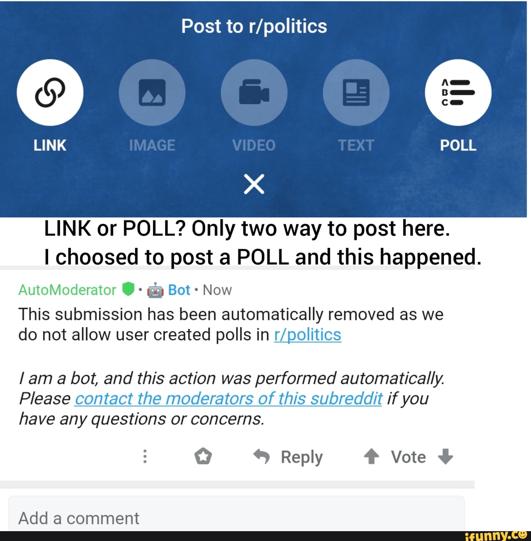 Post to LINK or POLL? Only two way to post here. I choosed to post a POLL and this happened ...