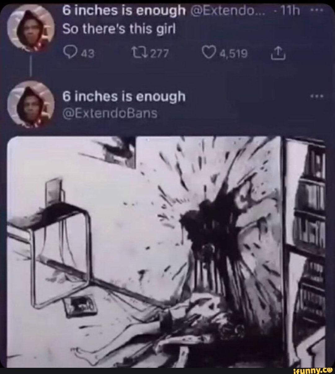 Inches is enough @Extendo So there's this girl 6 inches is enough ...