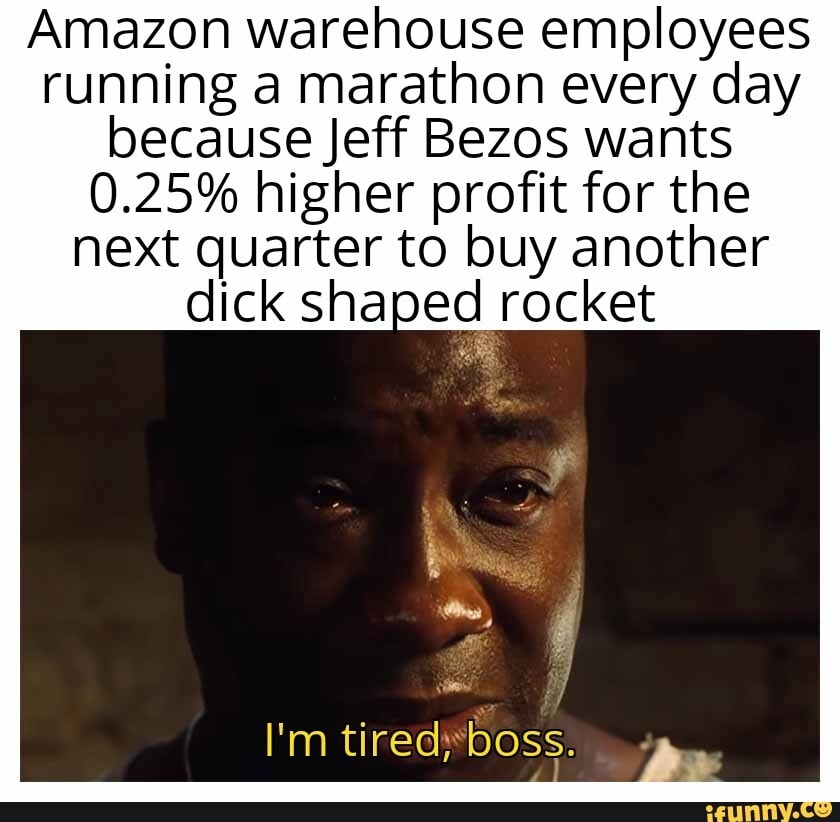 Amazon warehouse employees running a marathon every day because Jeff ...