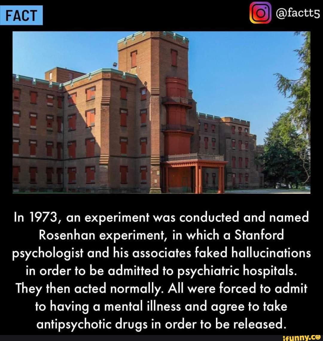 FACT @factts In 1973, an experiment was conducted and named Rosenhan ...