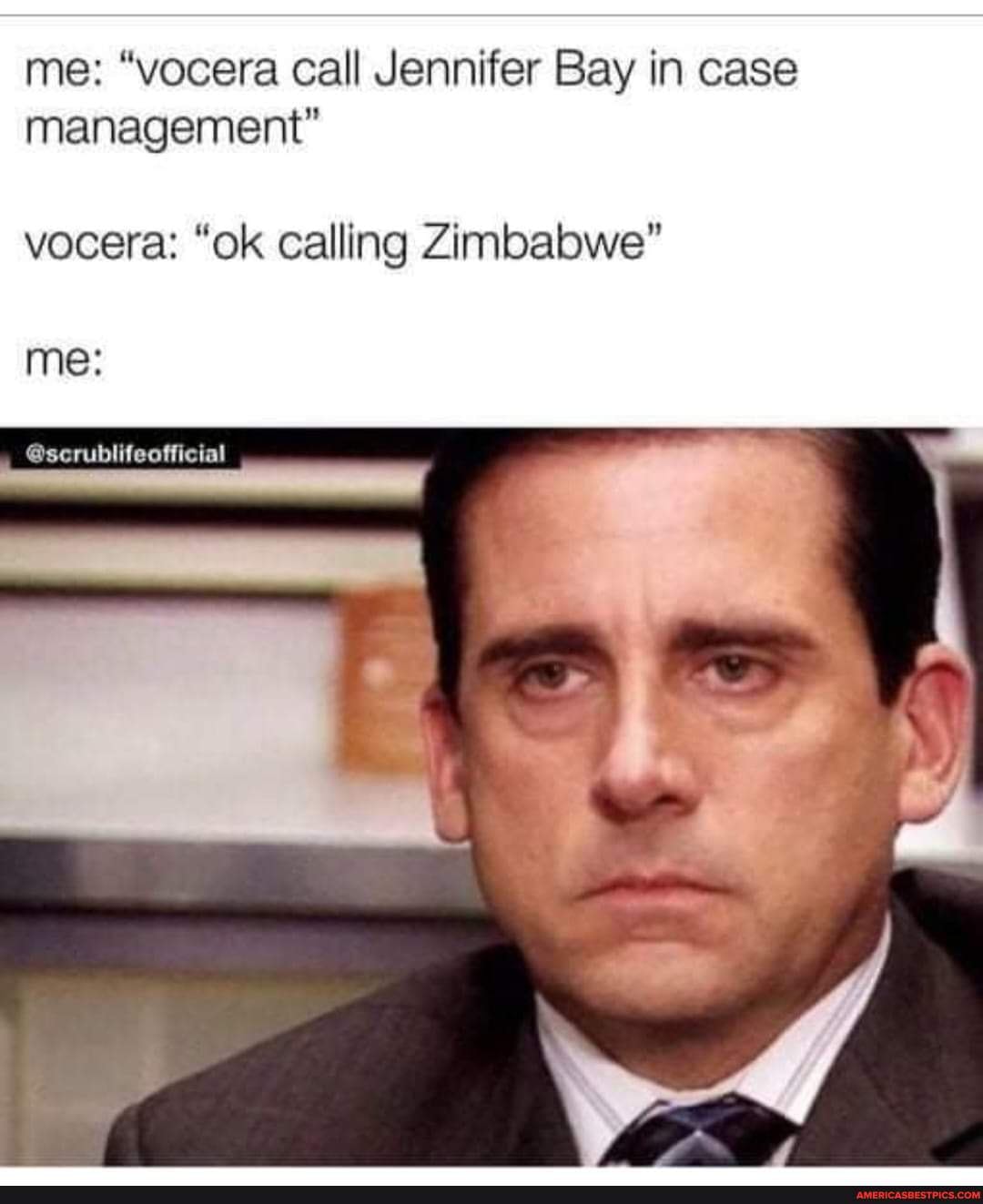 Me: "vocera call Jennifer Bay in case management" vocera: "ok calling ...