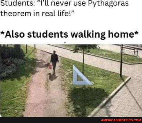 N/A - students: never use Pythagoras theorem in real life!" *Also ...