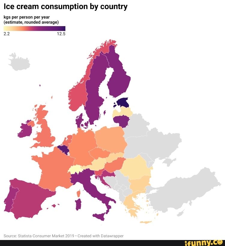 Ice cream consumption by country kgs per person per year (estimate ...