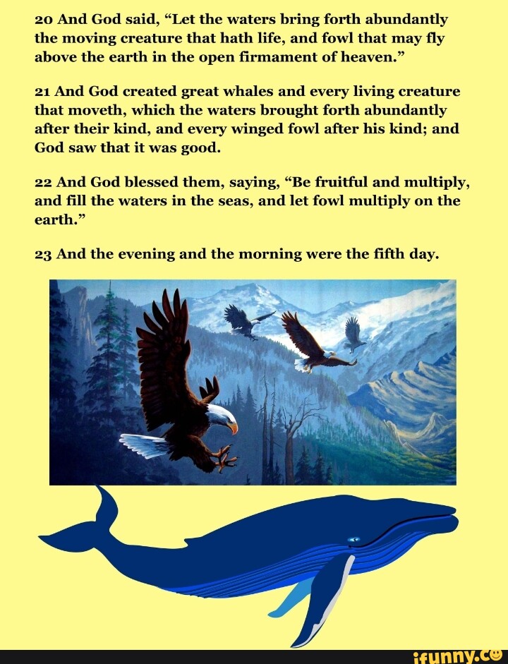 20 And God said, "Let the waters bring forth abundantly the moving ...