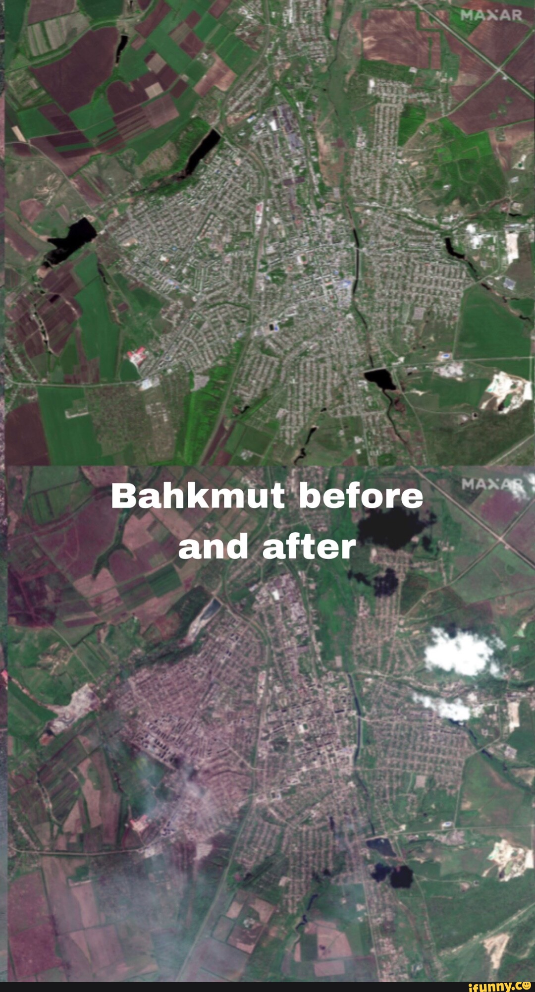 Bahkmut before and after - iFunny