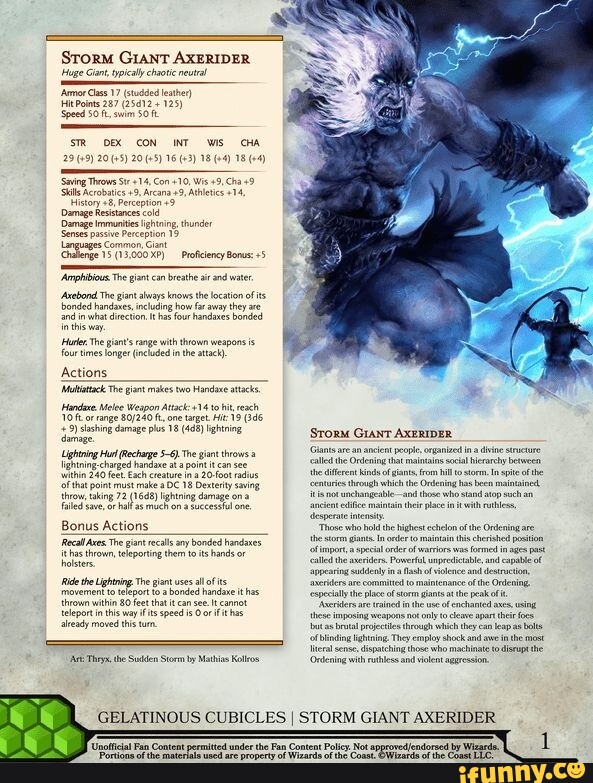 Storm GIANT AXERIDER 'huge Giat, ypcaly chaotic nevral Cas 17 (studded ...