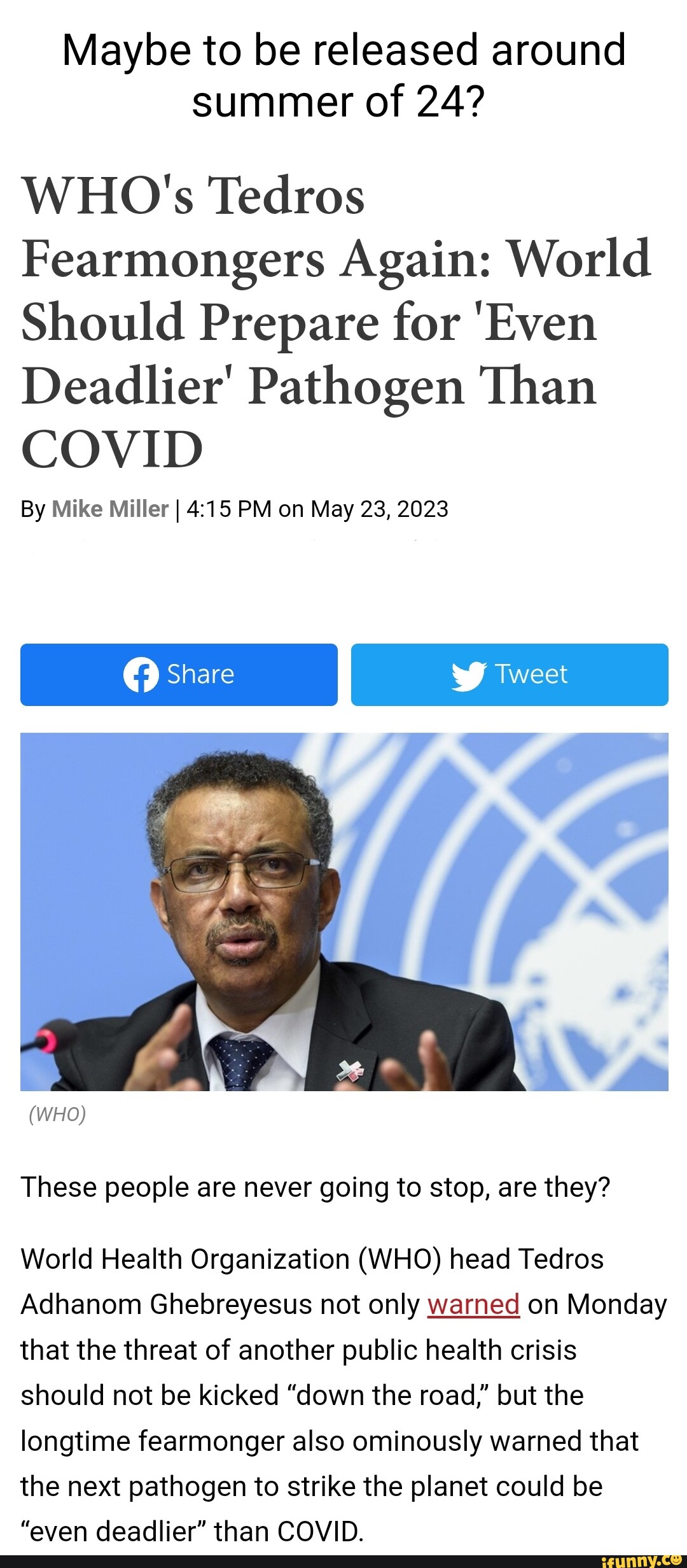 Tedros memes. Best Collection of funny Tedros pictures on iFunny