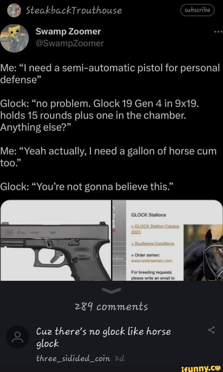 SteakbackTrouthouse subscribe Swamp Zoomer Me: "I need a semi-automatic ...