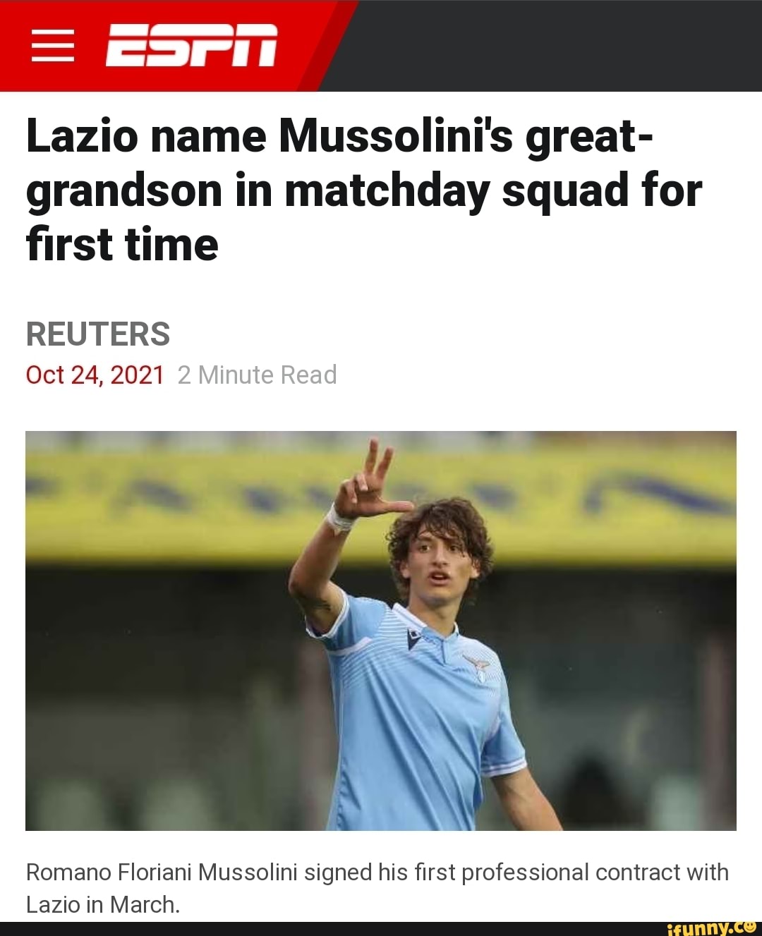 Lazio name Mussolini's great- grandson in matchday squad for first time ...