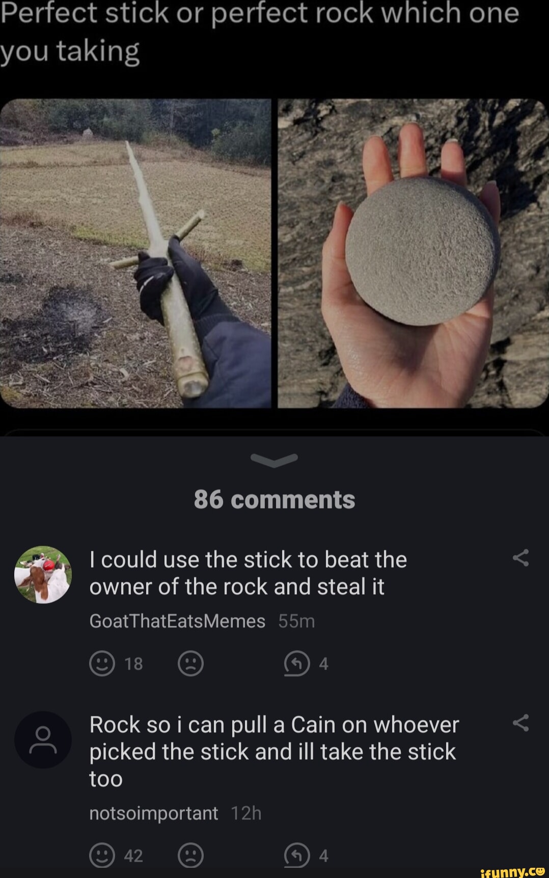 Perfect stick or perfect rock which one you taking jo 86 comments I ...